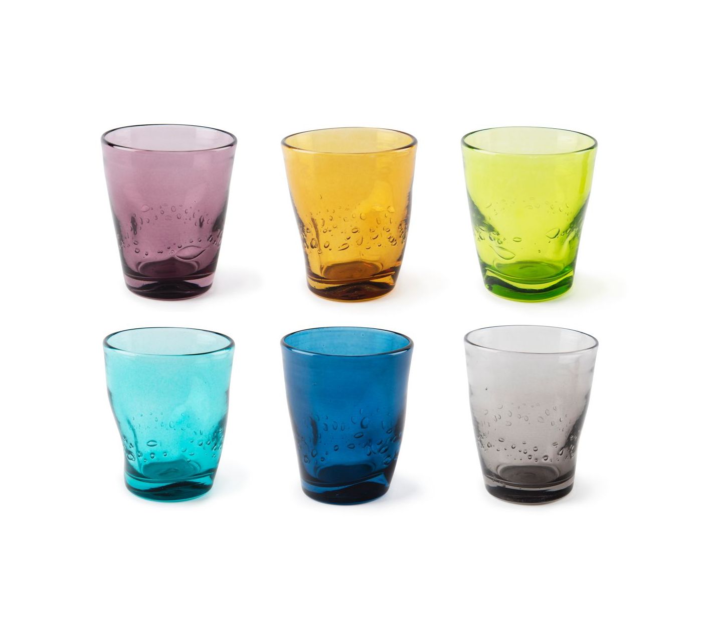 Bicchieri acqua, multicolore, vetro colorato in pasta, wave